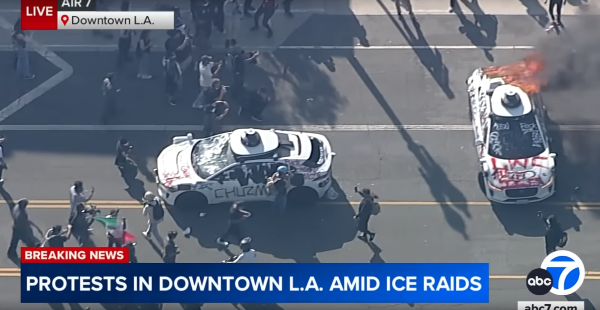 LA: Anti-ICE Protesters Torch Non-ICE Waymos – The Last Driver License ...