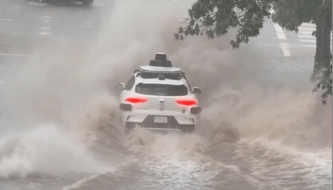 Waymo Driving Through a Flooded Street in Dallas – The Last Driver ...